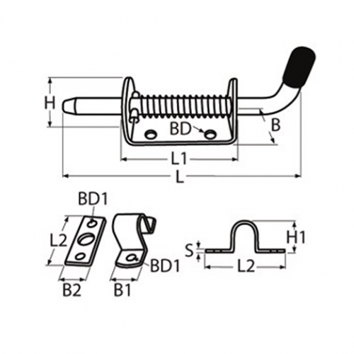 Pestillo con Resorte Inoxidable